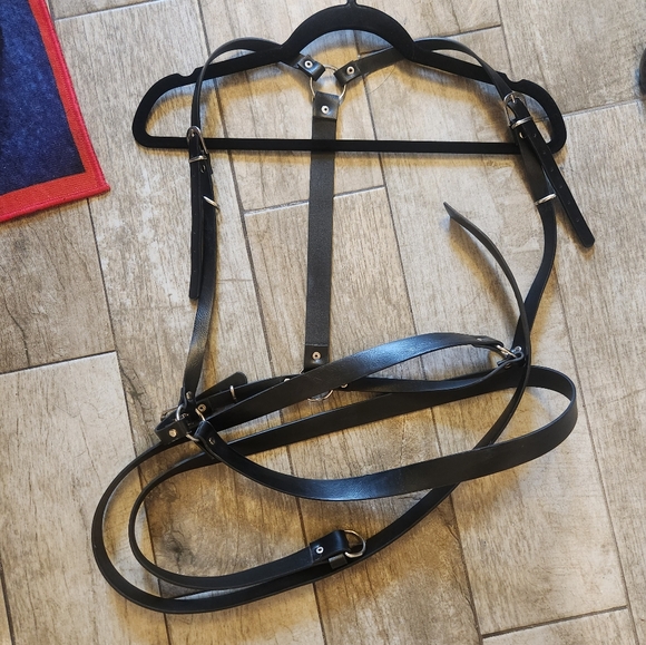 leather | Accessories | Black Wrap Around Vegan Leather Harness Belt L ...